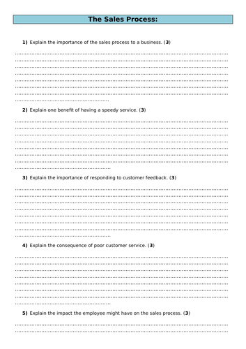 The Sales Process Worksheet - GCSE (9-1) Business | Teaching Resources
