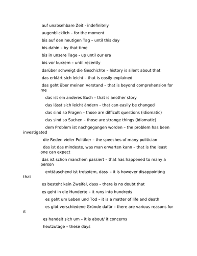 German Language IB / A level sentence starters and phrases for A* essay ...