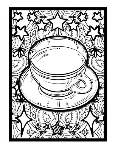 Tea Time Mandala Colouring Pages For Kids, Traditional Mug, Teapot ...