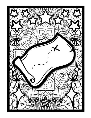 Pirate Mandala Colouring Pages For Kids, Treasure, Flag, Ship And Map ...