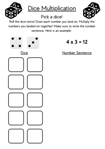 Dice Multiplication | Teaching Resources
