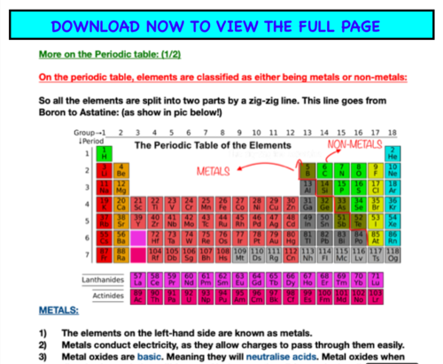 IGCSE Chemistry Edexcel ~ The Periodic Table -KS3- Full/Detailed Study ...