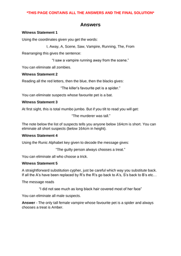 Halloween Murder Mystery Game | Teaching Resources