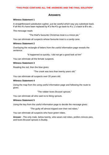 Christmas Robbery Mystery Game | Teaching Resources