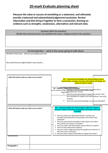 Essay writing templates for A Level Geography- 8,12,20 mark questions ...