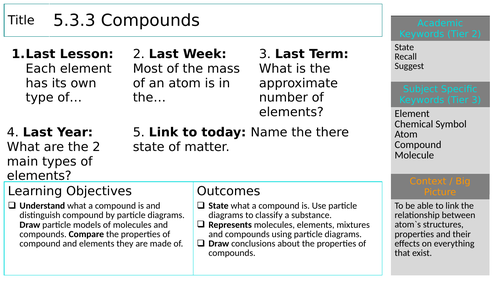 KS3 5.3.3 Compounds (2022) S.T.A.R. | Teaching Resources