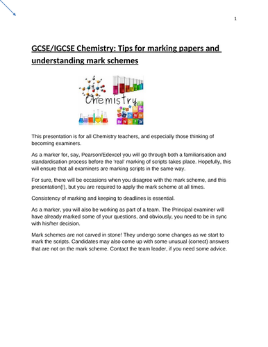 ( I)GCSE Chemistry: Tips for marking scripts | Teaching Resources