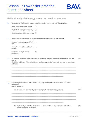 National and Global Energy Resources | Teaching Resources