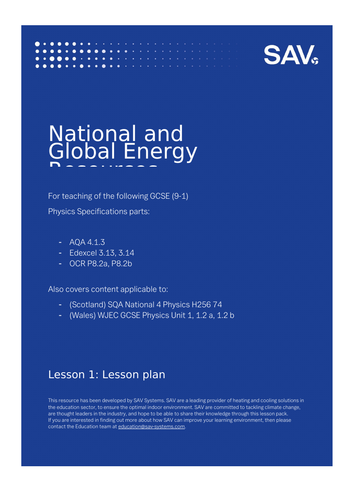 National and Global Energy Resources | Teaching Resources