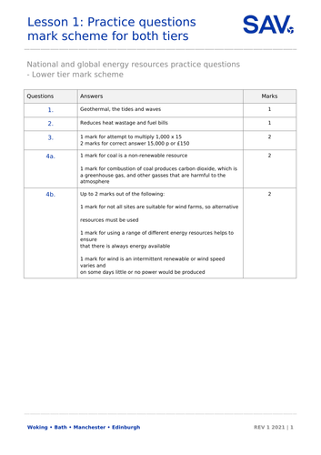 National and Global Energy Resources | Teaching Resources