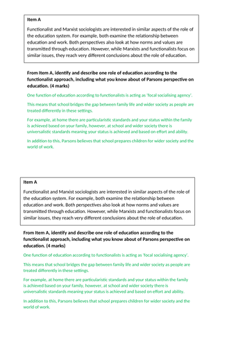 Functionalist views on Education AQA Sociology | Teaching Resources