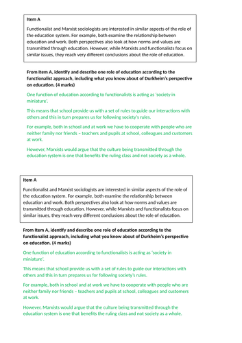 Functionalist views on Education AQA Sociology | Teaching Resources