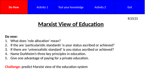 Marxist views on Education AQA Sociology | Teaching Resources
