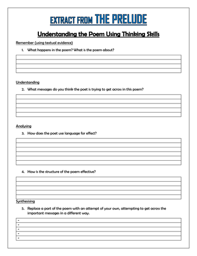 The Prelude (extract) - William Wordsworth - Double Lesson! | Teaching ...