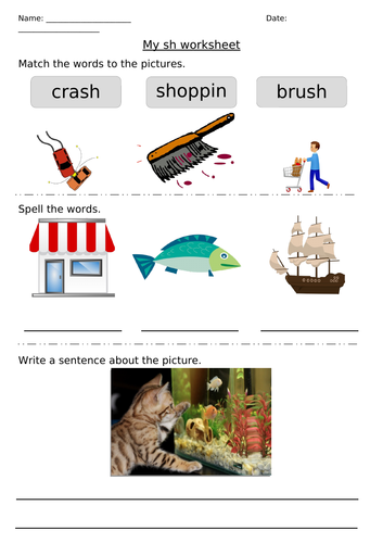 Differentiated phonics worksheet - sh sound | Teaching Resources