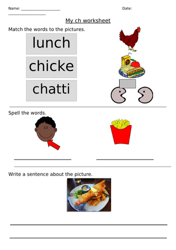 Differentiated Phonics Worksheet - ch sound | Teaching Resources Differentiated Phonics Worksheet - ch sound | Teaching Resources