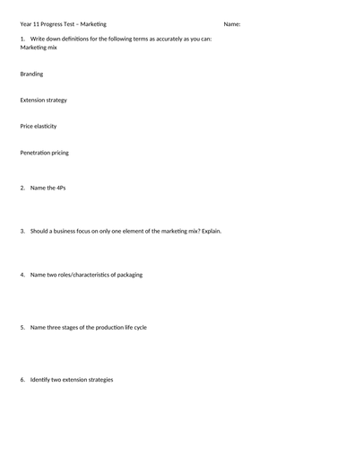 CIE iGCSE Business Unit 3: Marketing 1/2 | Teaching Resources