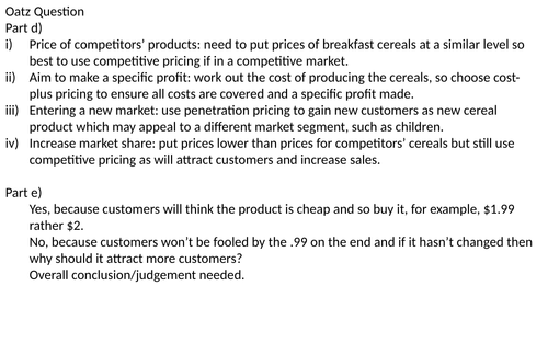 CIE iGCSE Business Studies Unit 3: Marketing 2/2 | Teaching Resources