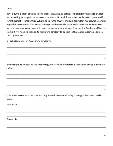 CIE iGCSE Business Studies Unit 3: Marketing 2/2 | Teaching Resources