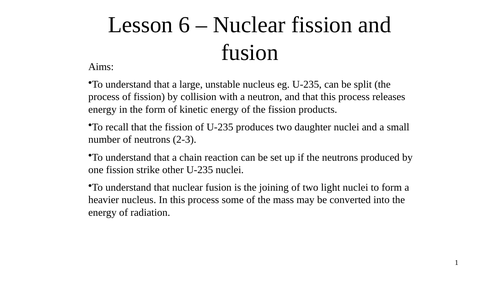 AQA GCSE PHYSICS (8463) radioactivity fission and fusion | Teaching ...