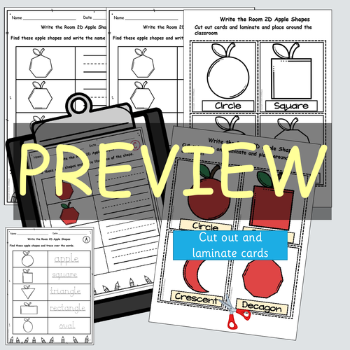 2D Apple Shapes Worksheets Activities Geometry | Teaching Resources