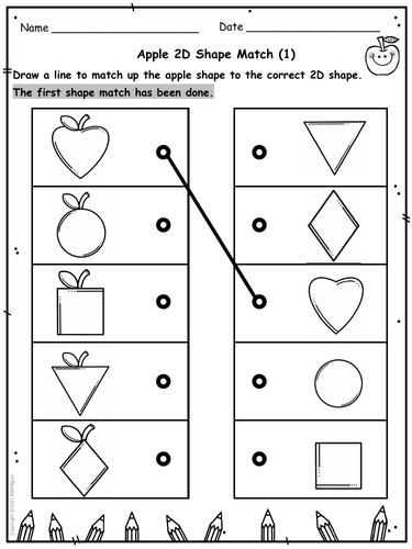 2D Apple Shapes Worksheets Activities Geometry | Teaching Resources