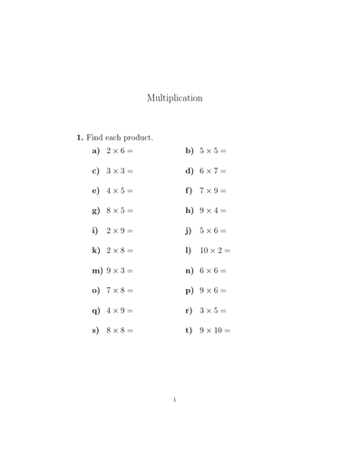 Multiplication worksheet no 2 (with solutions) | Teaching Resources