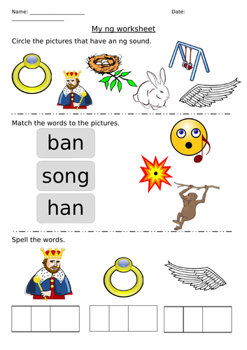 Differentiated Phonics Worksheet - ng sound | Teaching Resources Differentiated Phonics Worksheet - ng sound | Teaching Resources
