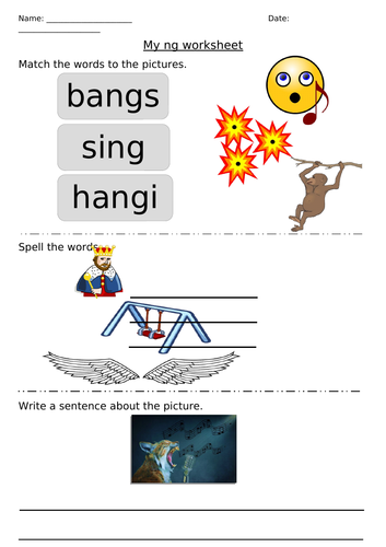 Differentiated Phonics Worksheet - ng sound | Teaching Resources Differentiated Phonics Worksheet - ng sound | Teaching Resources