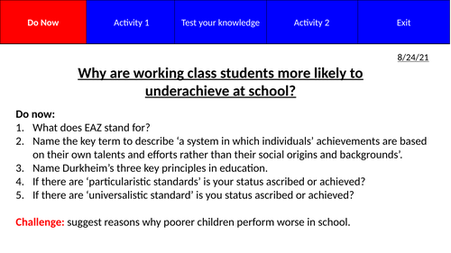 External factors: material and cultural deprivation AQA Sociology of ...