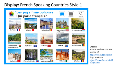 Display: French Speaking Countries | Teaching Resources