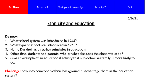 Ethnicity and education: internal and external factors AQA sociology ...
