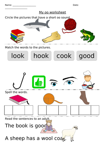 Differentiated Phonics Worksheet Short Oo Sound Teaching Resources