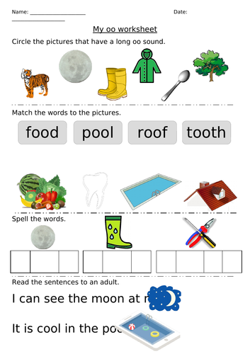 Differentiated Phonics Sheet Bundle - ai ee igh oa oo | Teaching Resources