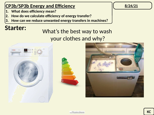 KS4 GCSE Physics EDEXCEL CP3b/SP3b Energy Efficiency | Teaching Resources