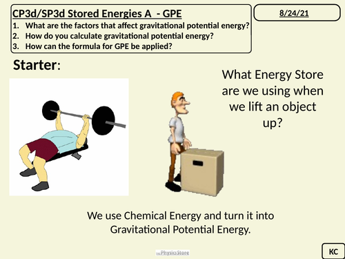 KS4 GCSE Physics EDEXCEL CP3d/SP3d Stored Energies A - Gravitational ...