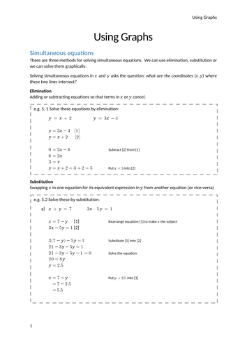 Using graphs (Year 1 A Level Maths): class notes + questions and ...