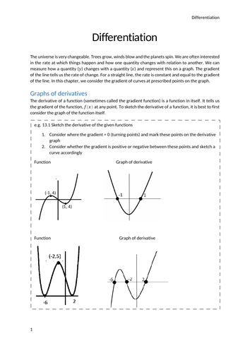 Differentiation (Year 1 A Level Maths): class notes + questions and ...