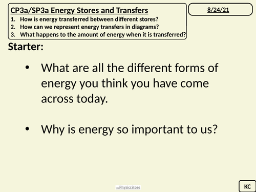 KS4 GCSE Physics EDEXCEL CP3/SP3 Conservation of Energy - 7 PowerPoints ...