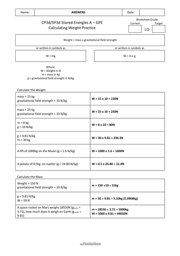 KS4 GCSE Physics EDEXCEL CP3/SP3 Conservation of Energy - 23WS and 18MS ...