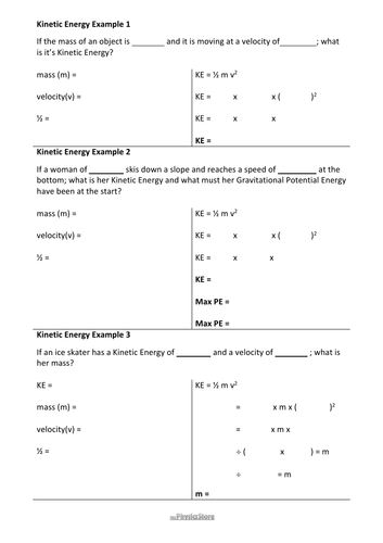 KS4 GCSE Physics EDEXCEL CP3/SP3 Conservation of Energy - 23WS and 18MS ...