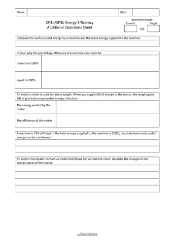 KS4 GCSE Physics EDEXCEL CP3/SP3 Conservation of Energy - 23WS and 18MS ...