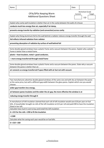 KS4 GCSE Physics EDEXCEL CP3/SP3 Conservation of Energy - 23WS and 18MS ...