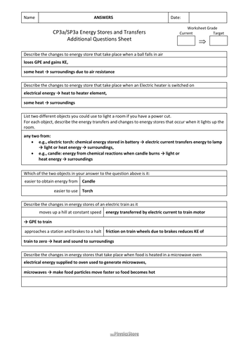 KS4 GCSE Physics EDEXCEL SCP3/SP3 Conservation of Energy 7 PPTS 23WS ...
