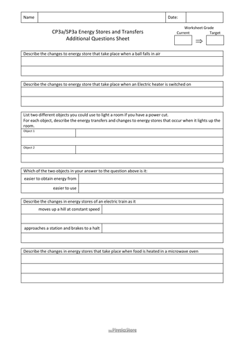 KS4 GCSE Physics EDEXCEL SCP3/SP3 Conservation of Energy 7 PPTS 23WS ...