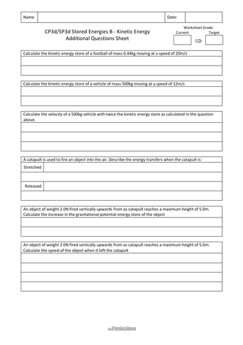KS4 GCSE Physics EDEXCEL SCP3/SP3 Conservation of Energy 7 PPTS 23WS ...
