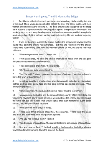 Short Story Study: Ernest Hemingway, 'The Old Man at the Bridge ...