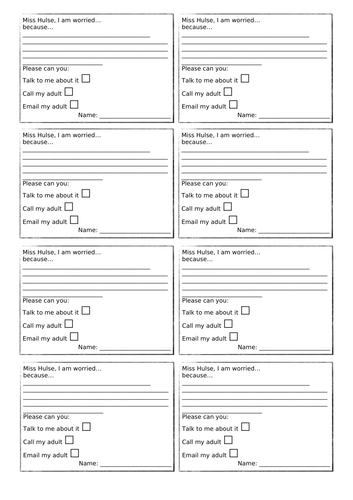 Worry Box Slip (to edit) | Teaching Resources