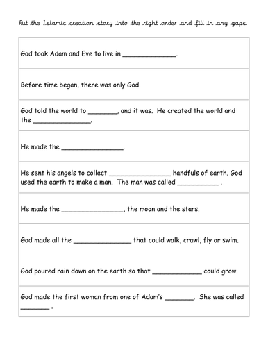 Islam Creation Story - Upper KS2 RE | Teaching Resources