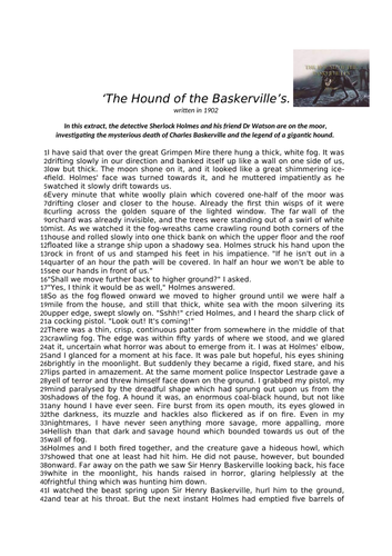 Hound of the Baskervilles - English Language Paper 1 Q2 + formative ...
